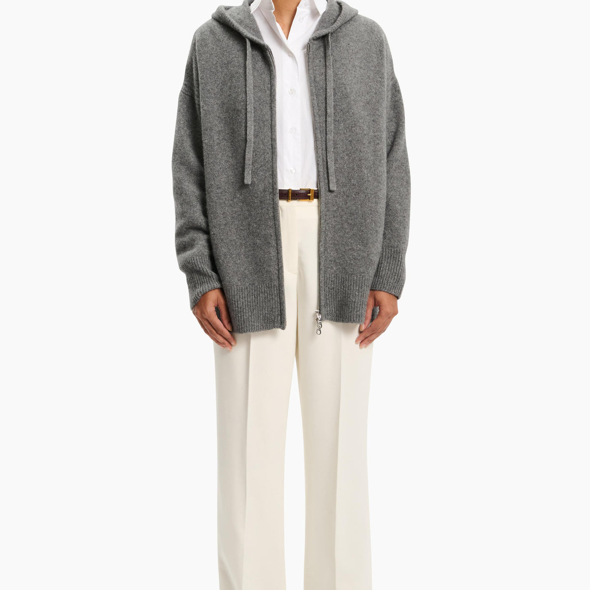 Isolde Cashmere Hooded Cardigan in Granite Marl for Women | arch4 – Arch4