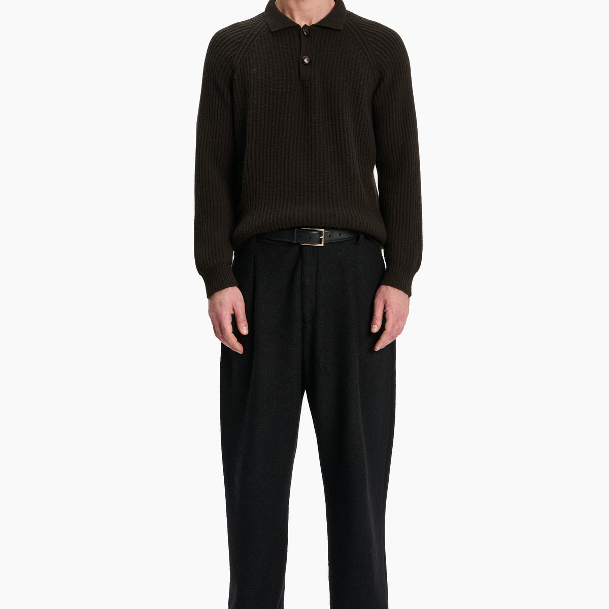 Mr Darius Cashmere Polo Sweater in Brown Wood for Men | arch4