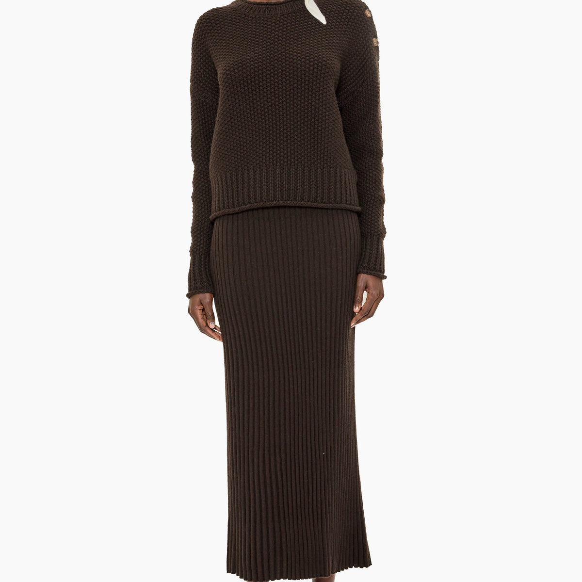 Raelyn Cashmere Maxi Skirt in Brown Wood for Women | arch4